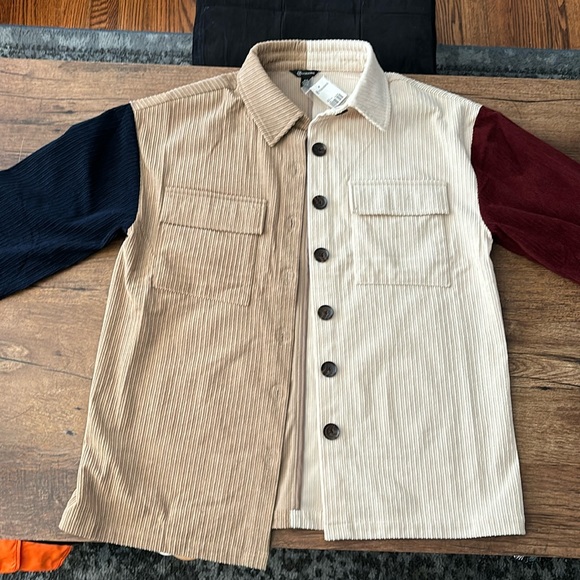 Versona | Jackets & Coats | Colorblock Shacket Oversized Cream Tan Navy ...
